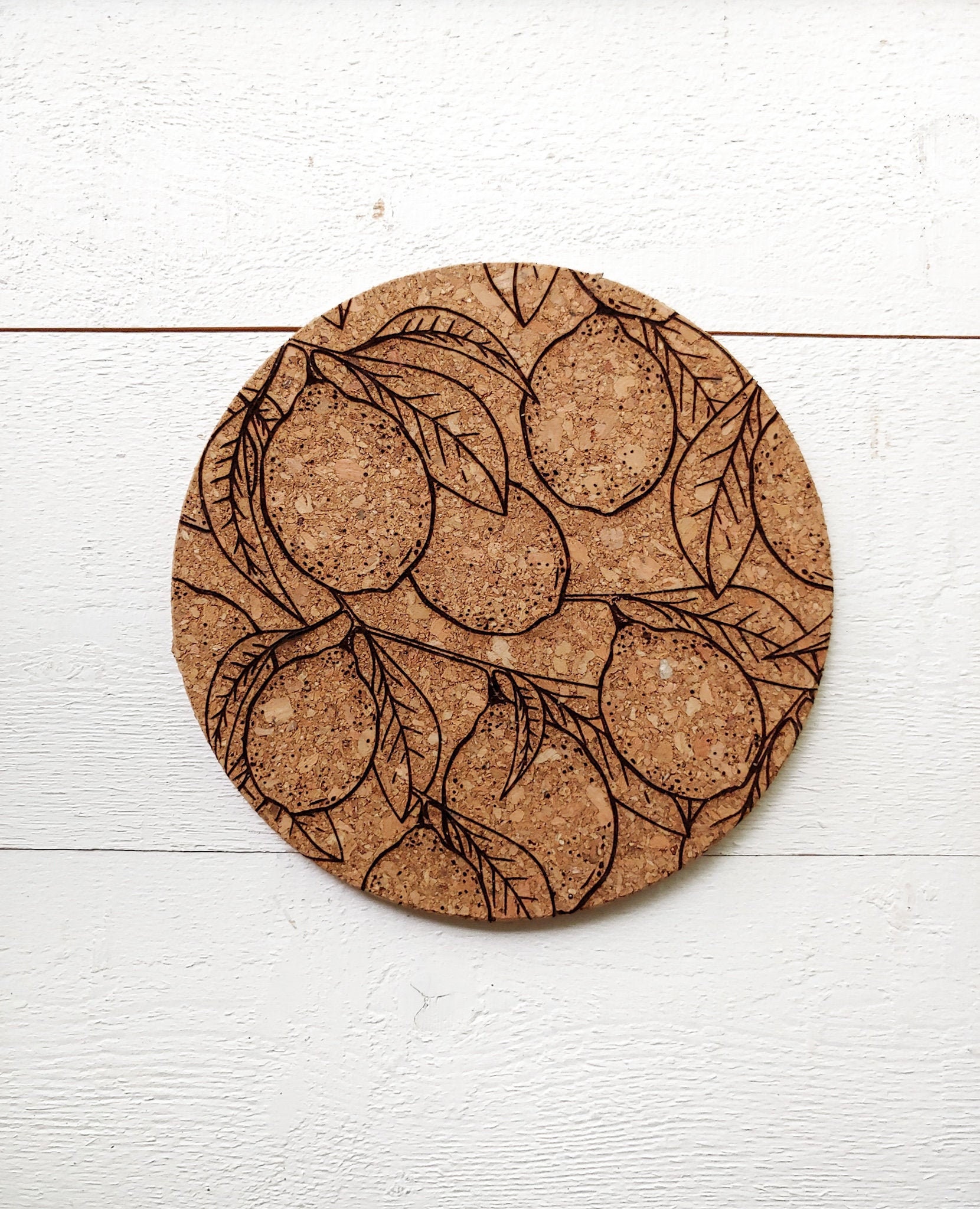 Lemon Cork Trivet Lemon Kitchen Decor Engraved Modern | Etsy