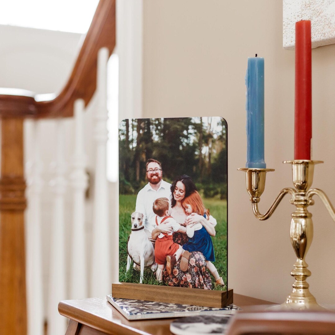 Tall Photo Print Stand With Wooden Base | Personalized Custom Home ...