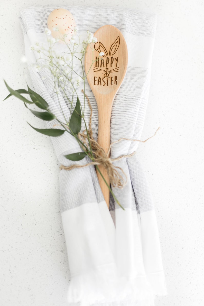 Happy Easter Wooden Spoon Spring Easter Bunny Rabbit Wood - Etsy