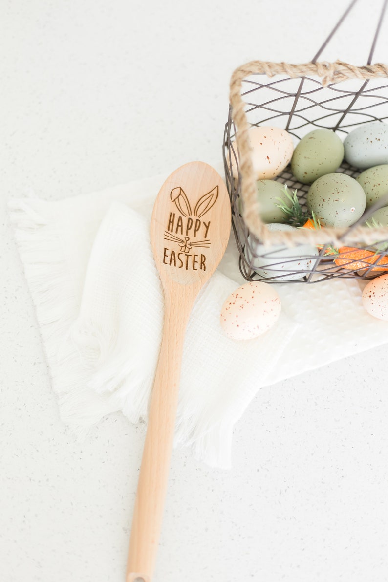 Happy Easter Wooden Spoon Spring Easter Bunny Rabbit Wood - Etsy