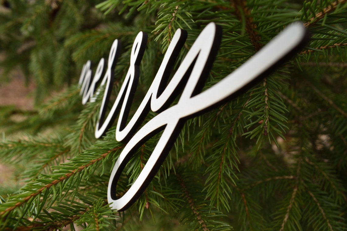 Merry Christmas Tree Word Ornament | Merry Word Ornament | Laser Cut ...