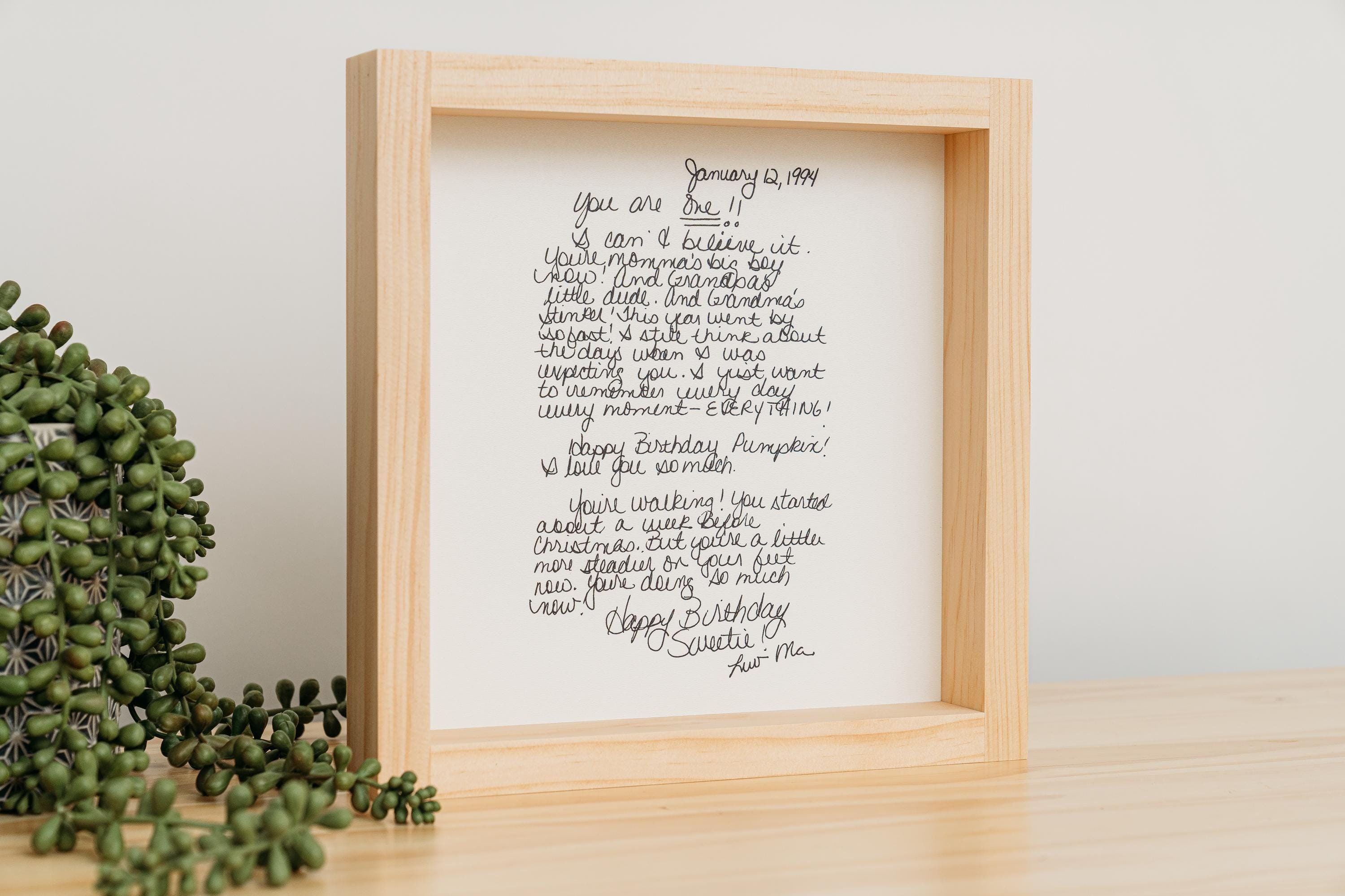 Your Handwritten Letter Sign | Handwriting UV Printed Wooden Framed ...