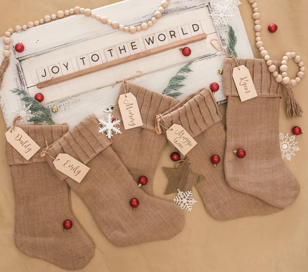 Personalized Christmas Stocking Name Tag Wood Stocking Name Tags Wood ...