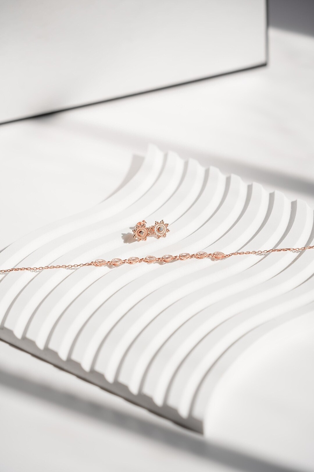 Square PVC Wavy Tray Display Modern Boho Decor | White Ripple Board ...