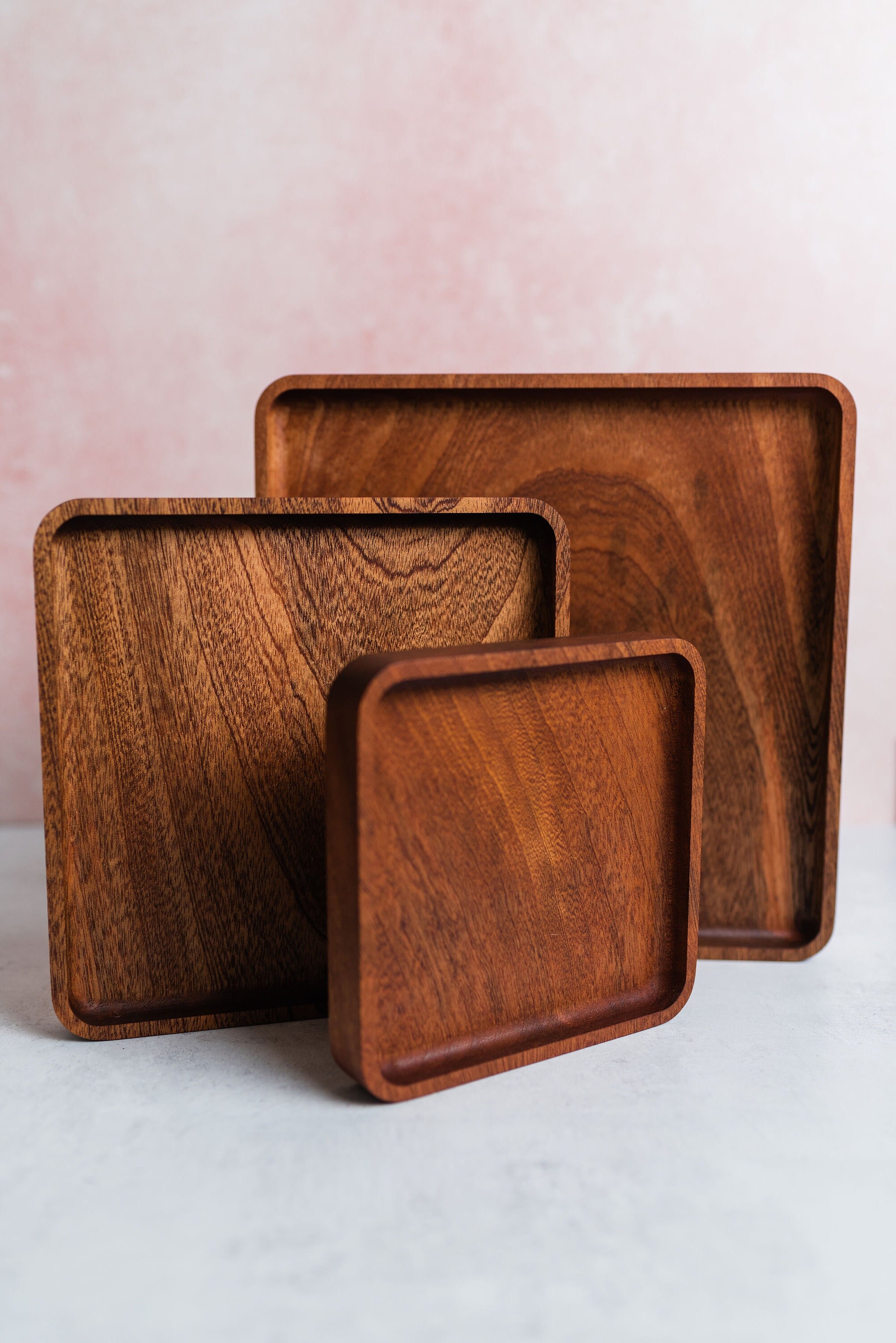Large Square Wood Catchall Tray Sapele Catch All Valet Tray - Etsy