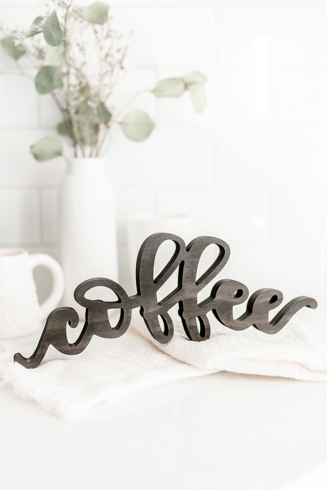 Wood Coffee Word | Rustic Coffee Bar Sign Freestanding | Coffee Cutout ...