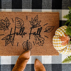 Hello Fall Doormat | Fall Vibes Welcome Mat Front Porch Outdoor Home ...