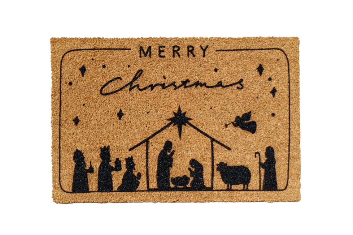 Christmas Welcome Mat Merry Christmas Nativity Scene Door - Etsy