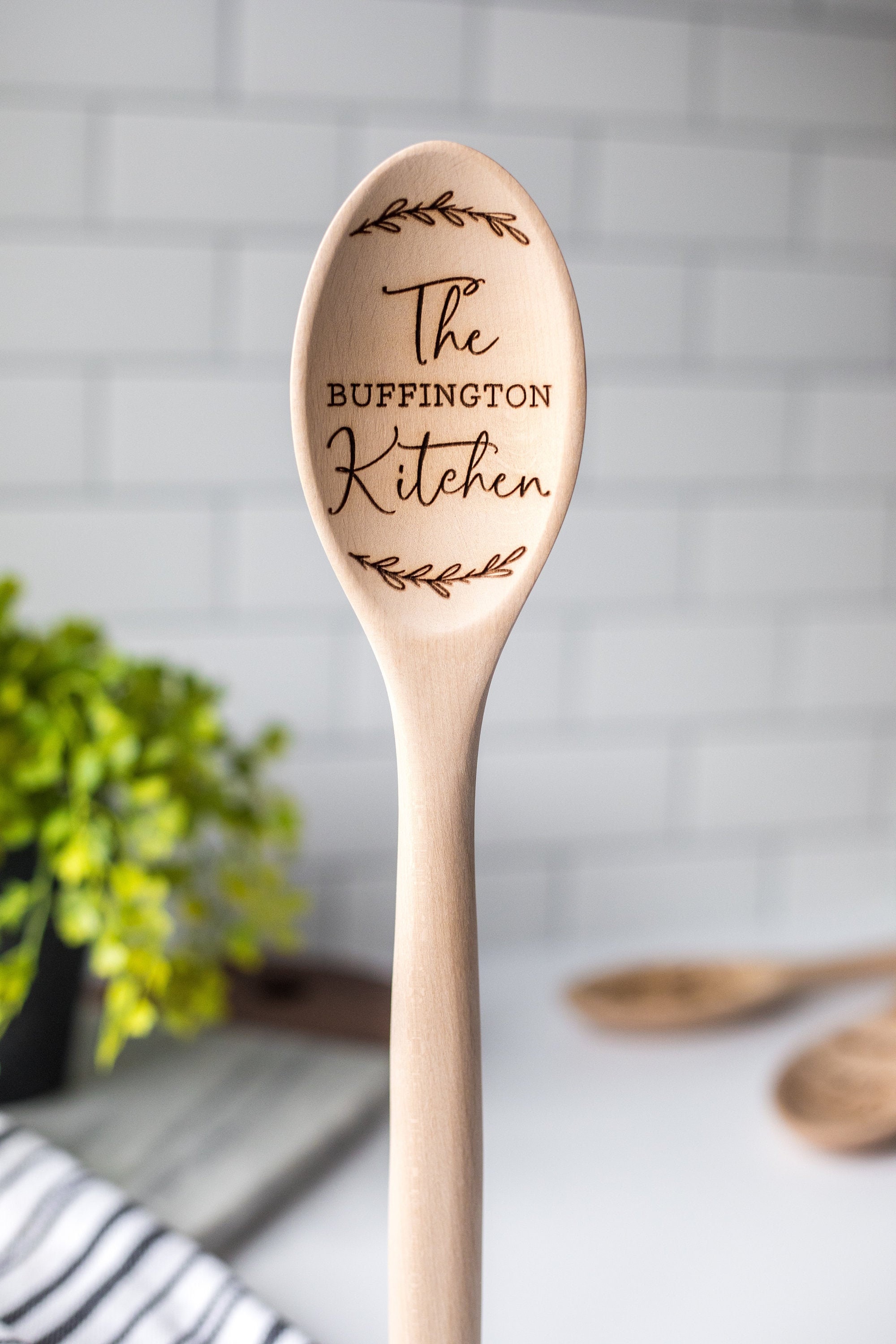 Personalized Wooden Spoon Set of 2 Laser Engraved Kitchen & Dining Home ...