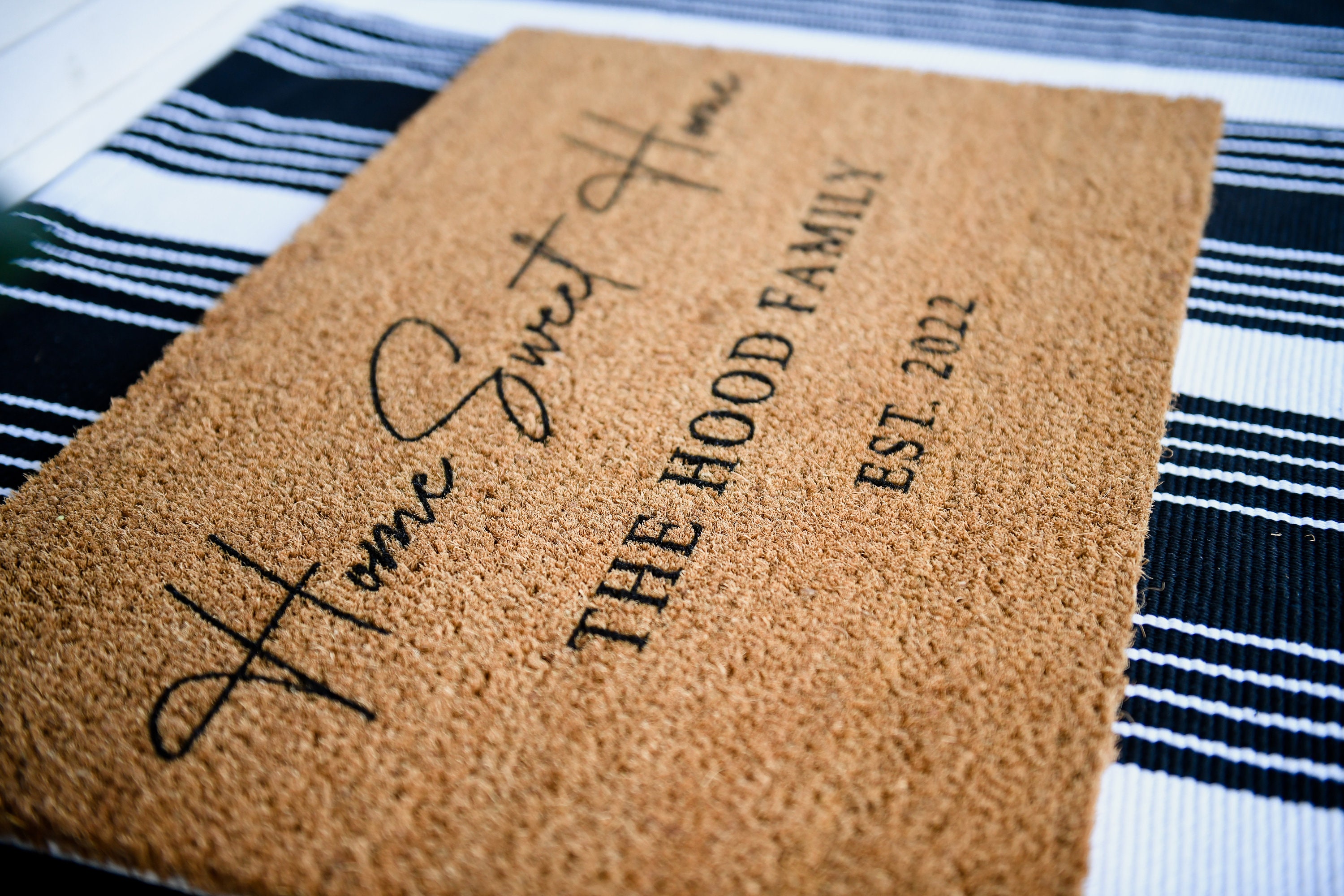 Home Sweet Home Personalized Last Name Door Mat | Housewarming Welcome ...