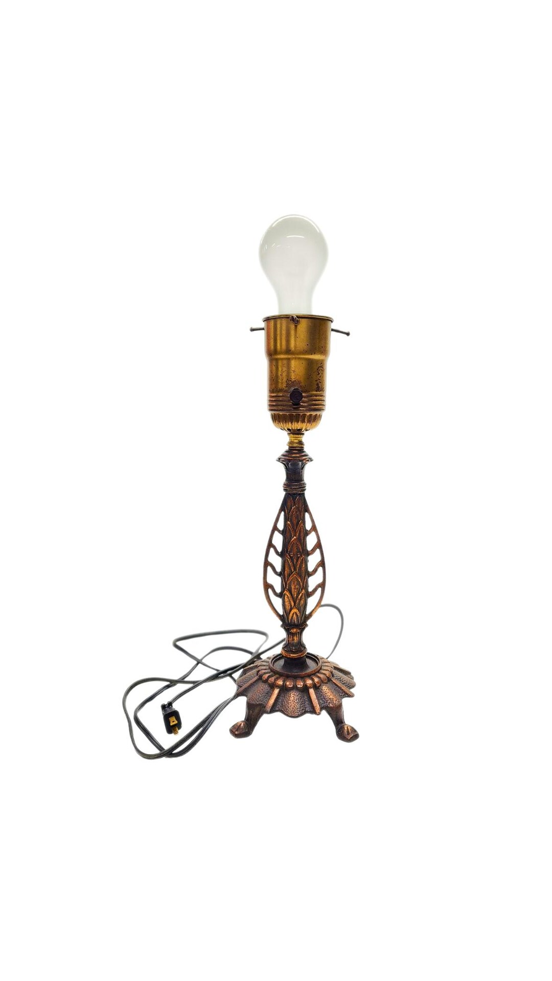 Vintage Art Deco Style Table Lamp | Ornate Metal Lamp Base Antique ...
