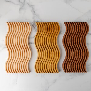 Wooden Wavy Tray Natural Maple Teak or Sapele Home Decor Modern Boho ...