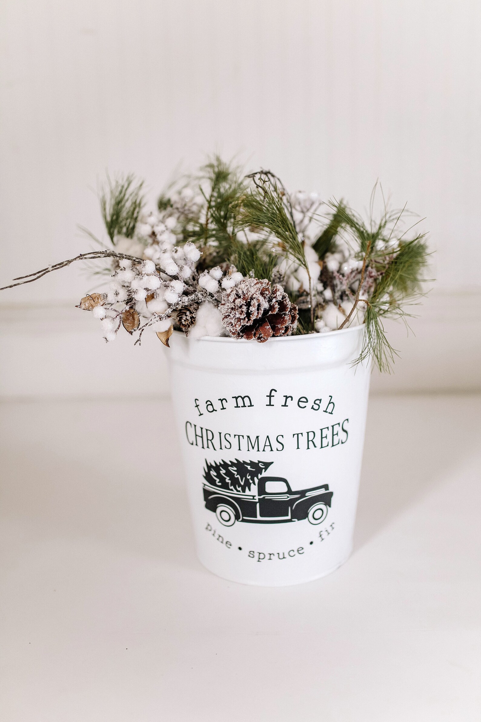 Farm Fresh Christmas Trees Metal Bucket White Christmas Tree - Etsy