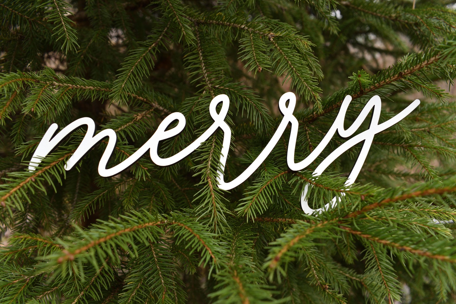 Merry Christmas Tree Word Ornament | Merry Word Ornament | Laser Cut ...