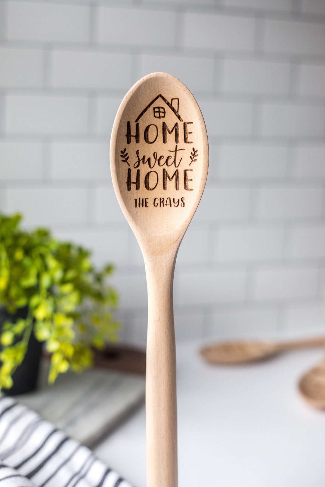 Housewarming Gift | Personalized Wooden Spoon Home Sweet Home With Last ...