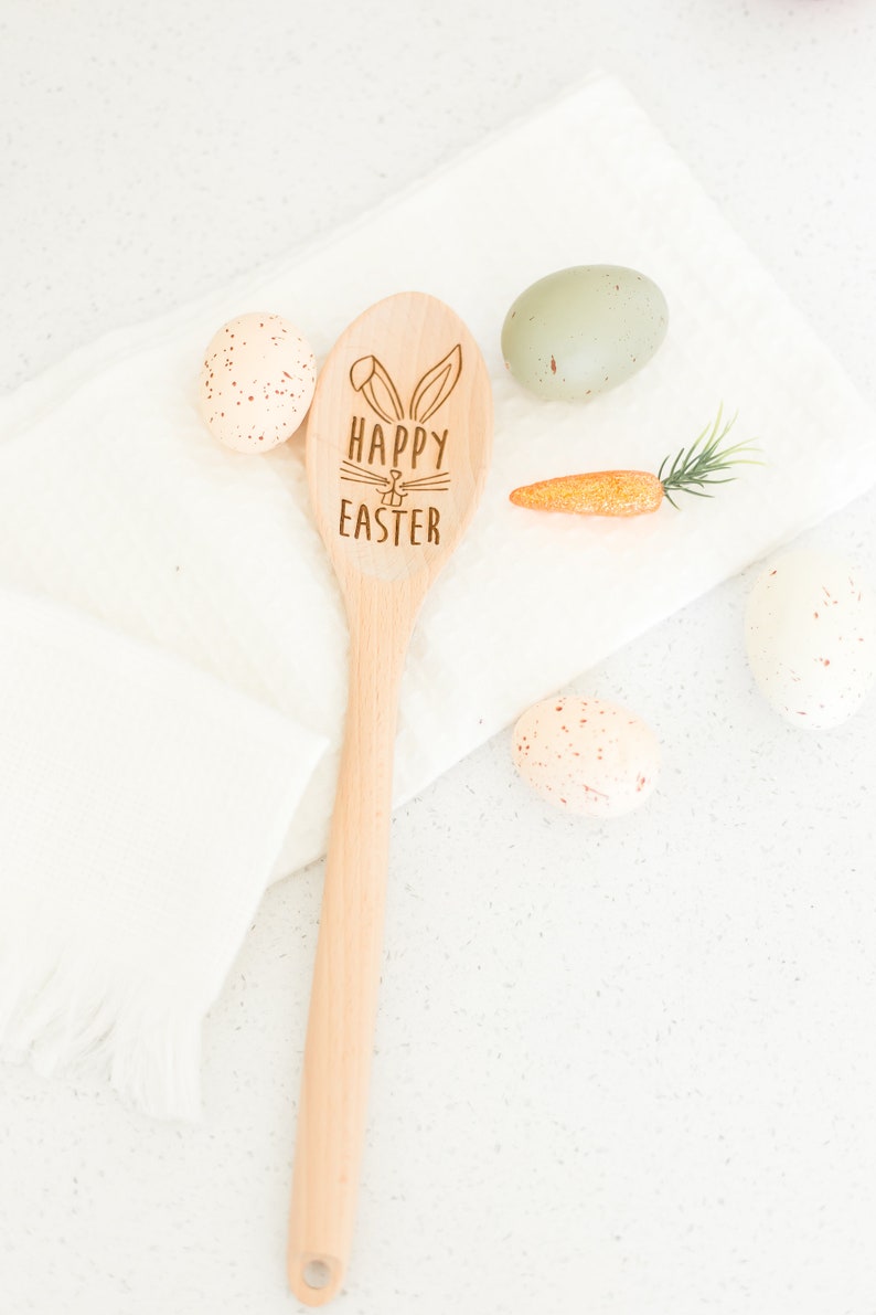 Happy Easter Wooden Spoon Spring Easter Bunny Rabbit Wood - Etsy