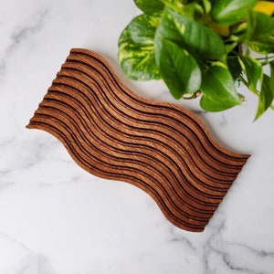 Wavy Tray Sapele Wood Serving Board Modern Minimalist Boho Table Decor ...