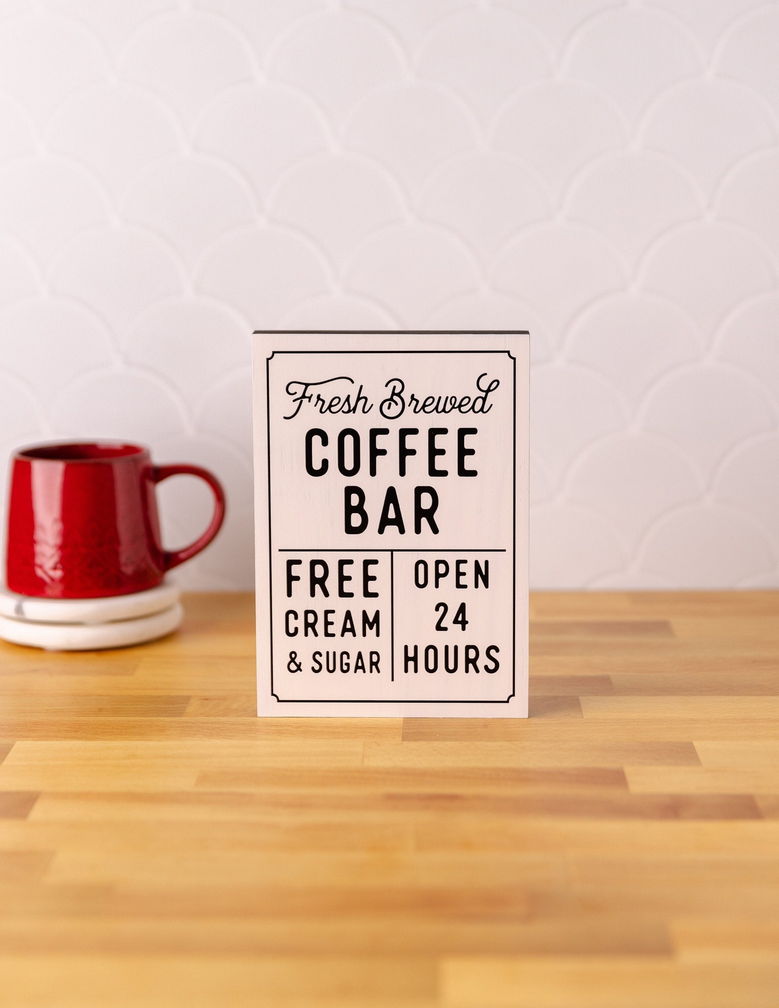 Wooden Coffee Bar Sign | Modern Farmhouse Coffee Bar Decor | UV Printed ...