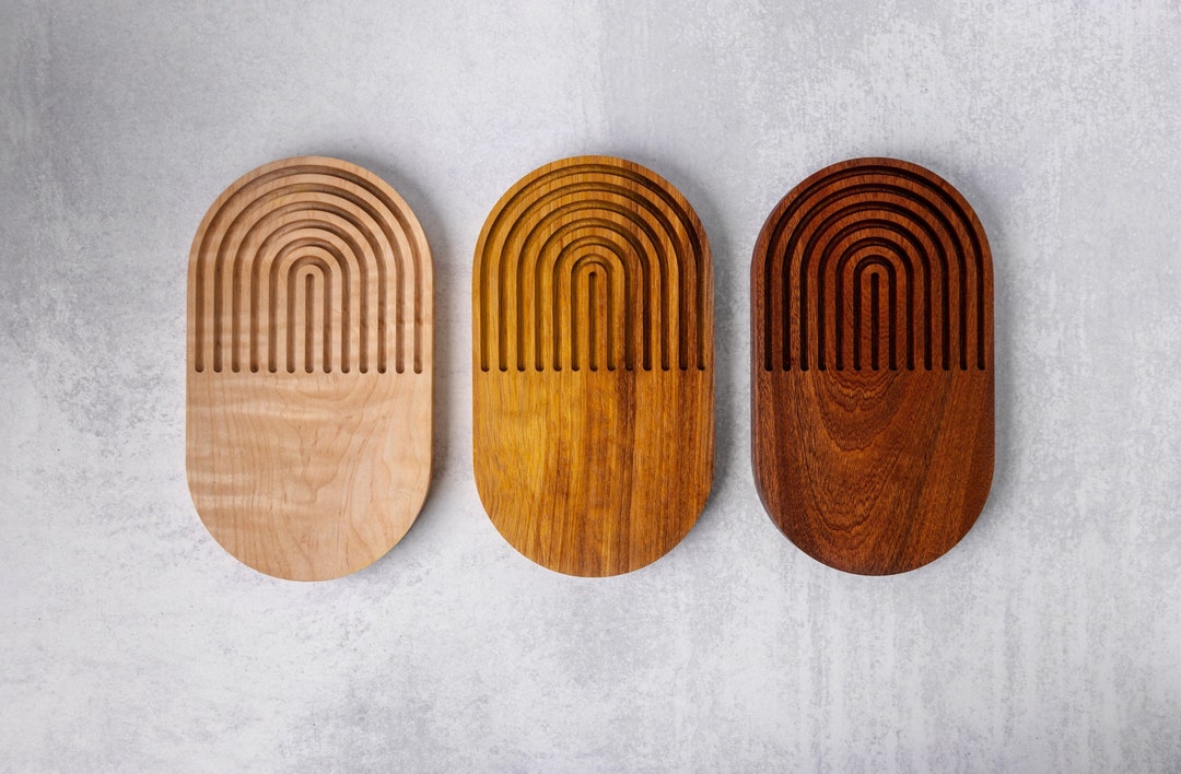 Oval Boho Wooden Rainbow Arch Tray | Natural Maple Teak or Sapele Home ...