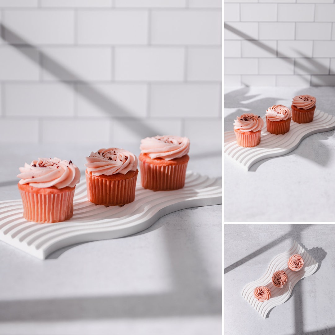 Wavy Tray Long PVC Wavy Board Display Modern Boho Decor White Ripple ...