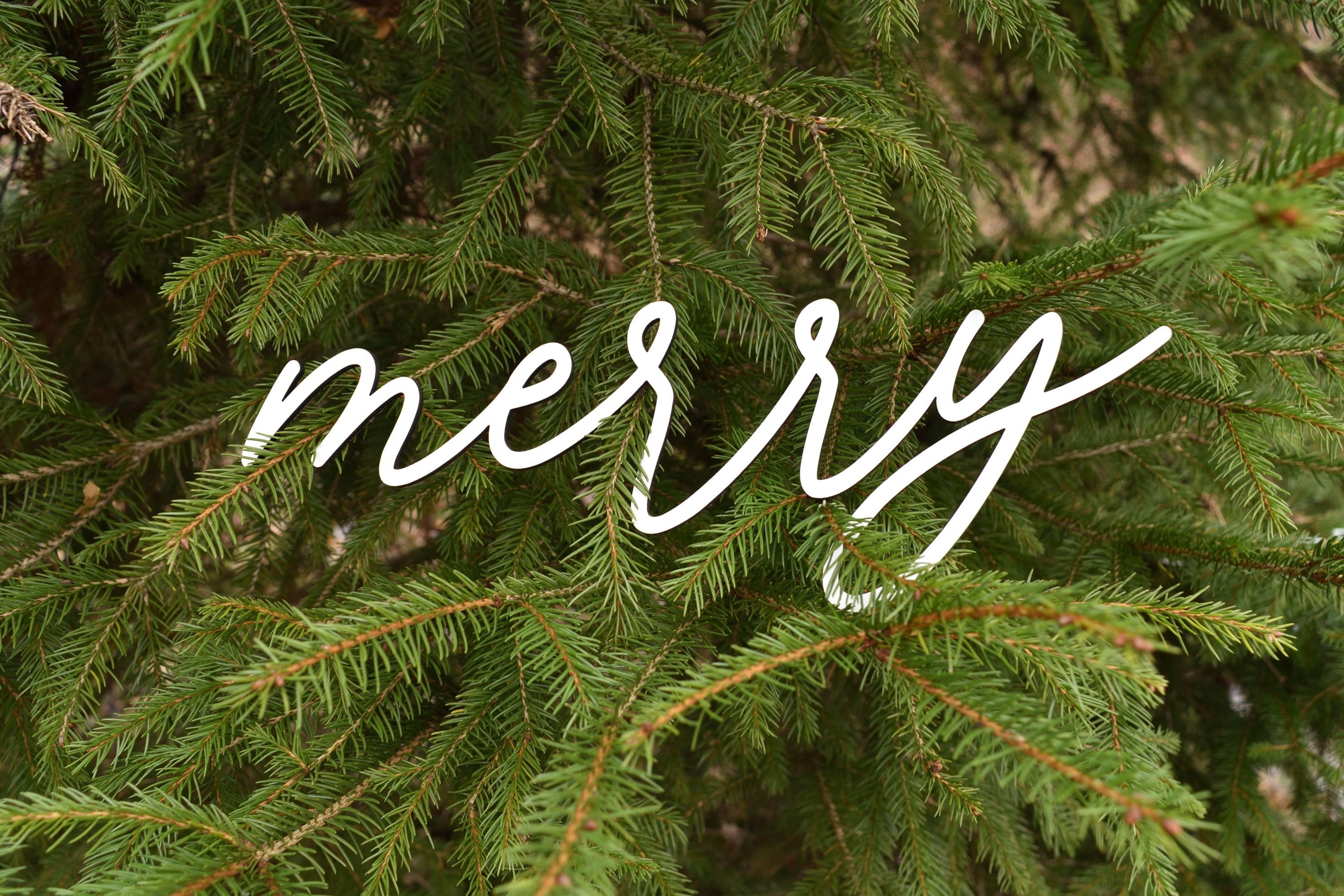 Merry Christmas Tree Word Ornament | Merry Word Ornament | Laser Cut ...