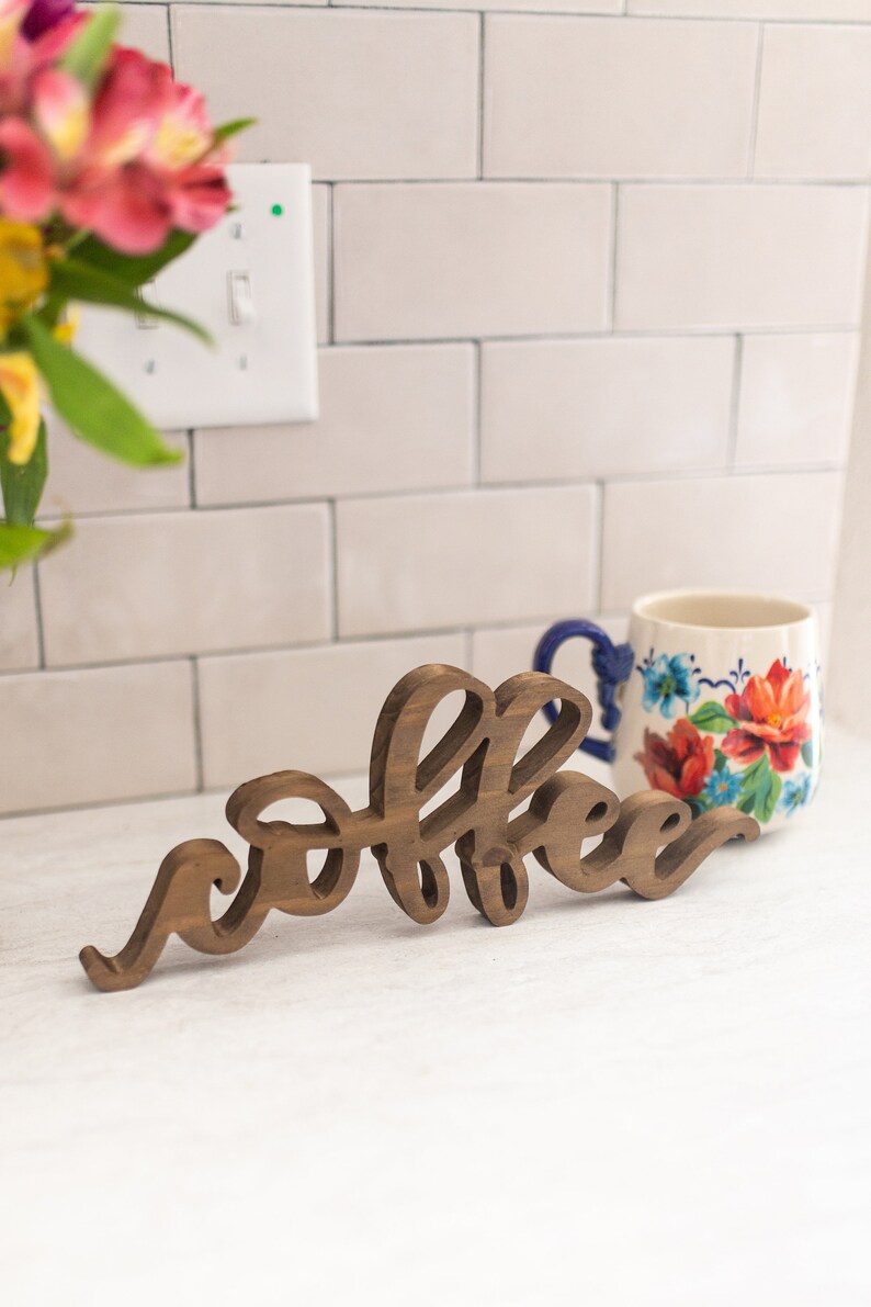 Wood Coffee Sign | Rustic Thick Freestanding Coffee Bar Sign | Coffee ...