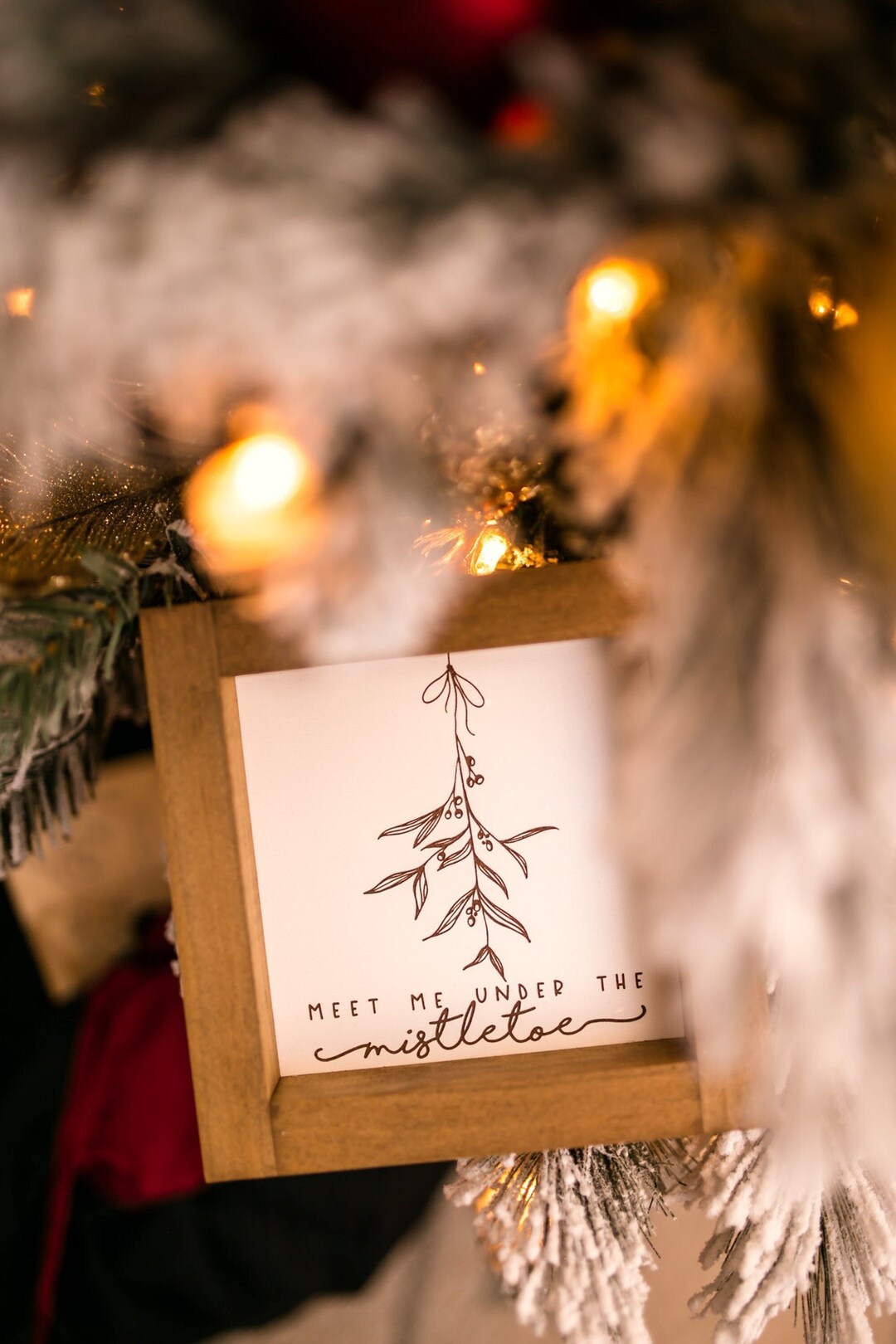 Meet Me Under the Mistletoe Sign | Wood Framed Christmas Decor | Mini ...