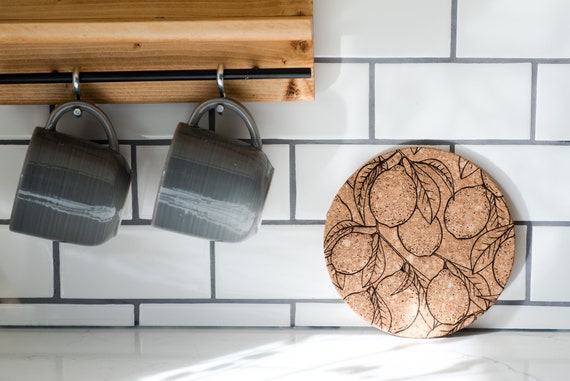 Lemon Cork Trivet Lemon Kitchen Decor Engraved Modern | Etsy