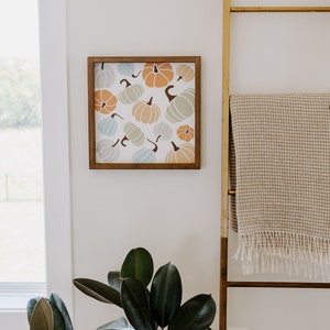 Colorful Fall Pumpkin Sign Wood Framed Pastel Boho Pumpkin Pattern ...