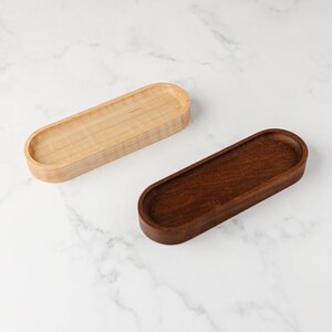Long Narrow Oval Wooden Tray | Minimalist Wood Boho Riser Maple ...