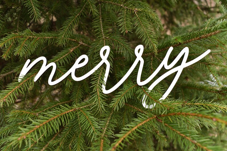 Merry Christmas Tree Word Ornament | Merry Word Ornament | Laser Cut ...