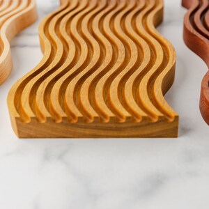 Long Teak Wood Wavy Board Display Modern Boho Decor | Serving Tray ...
