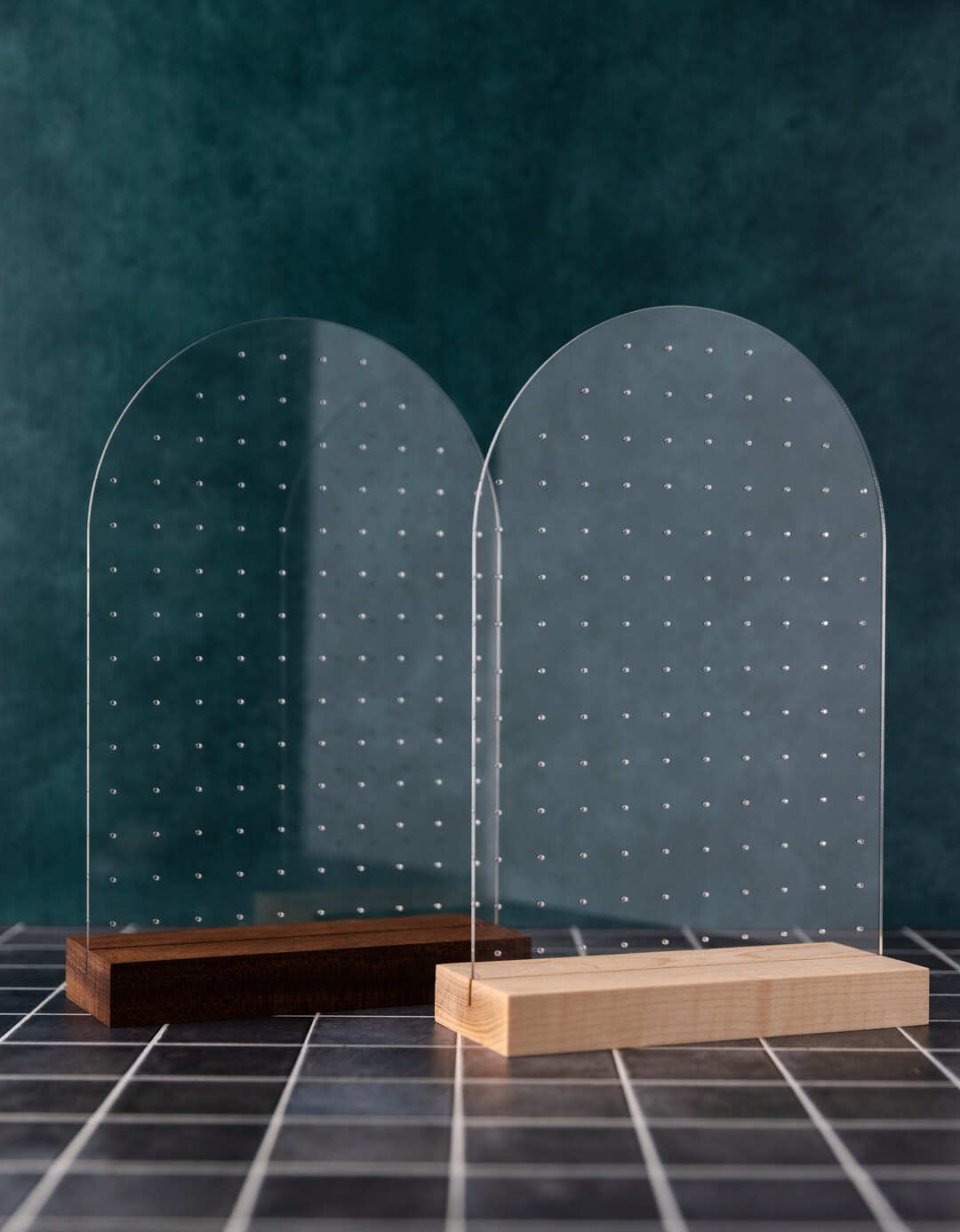 Large Acrylic Arch Earring Display With Wooden Stand Jewelry - Etsy