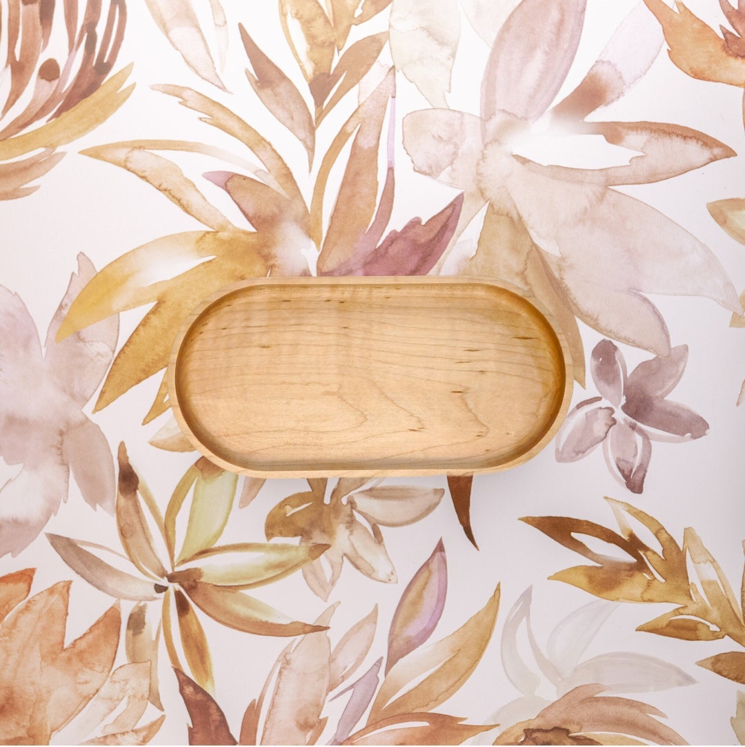 Maple Wood Catchall Tray Long Oval Jewelry Dish Photography Photo Prop ...