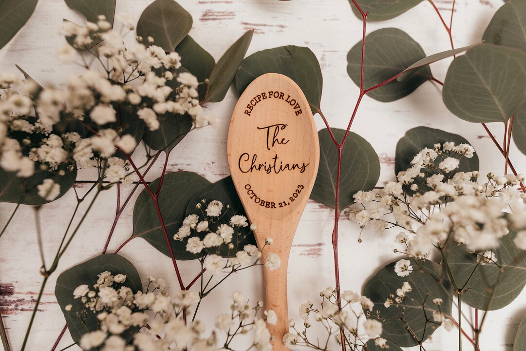 Recipe for Love Wooden Spoon Custom Last Name Wedding Bridal Shower ...