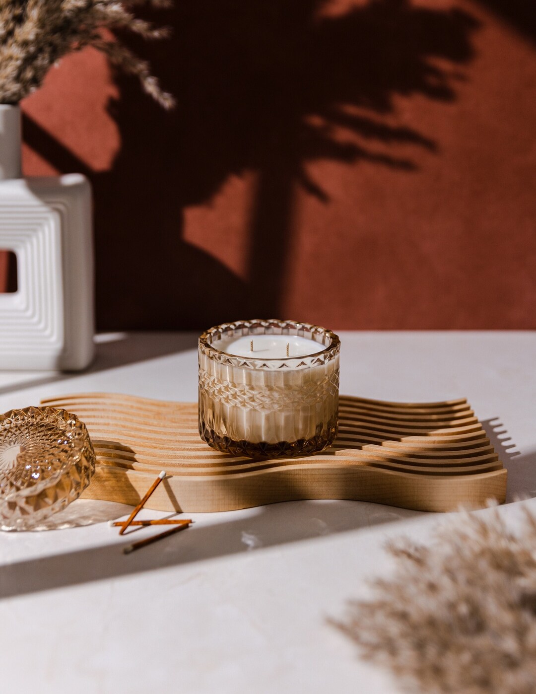 Long Maple Wood Wavy Board Display Modern Boho Decor | Serving Tray ...