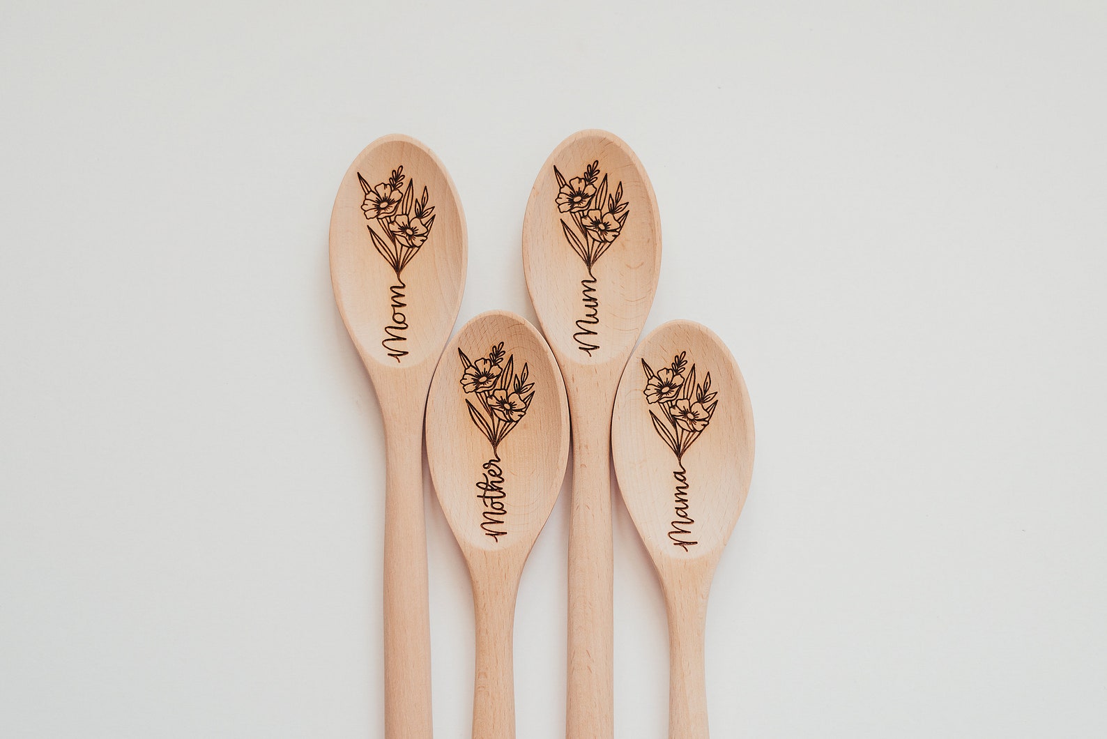 Mother's Day Gift | Personalized Mom Wooden Spoon | Flower Bouquet Mom ...