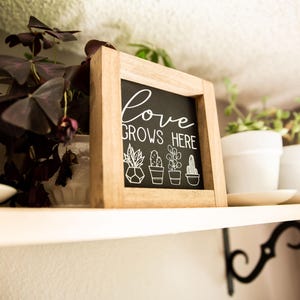 Love Grows Here Sign | Mini Plant Lover Sign | Cactus Succulent ...
