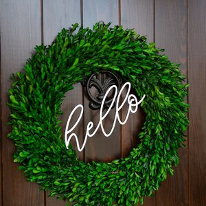 Hello Sign Hello Laser Cutout Hello Wreath Sign Cursive - Etsy