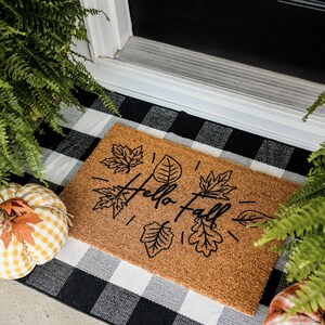 Hello Fall Doormat Fall Vibes Welcome Mat Front Porch - Etsy