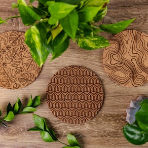 Modern Topography Style Cork Trivet | Engraved Topographic Design ...