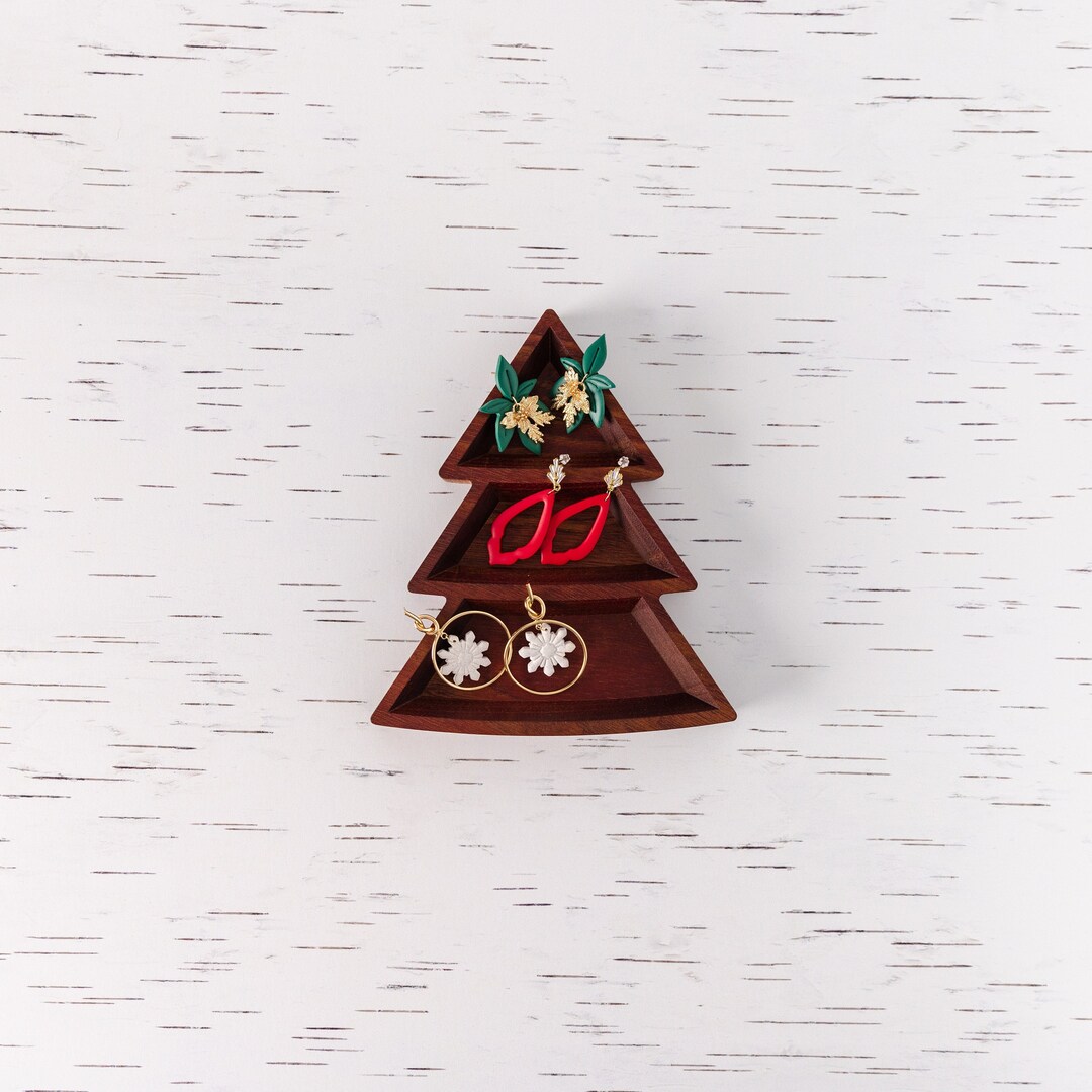 Christmas Tree Wood Dish | Winter Pine Tree Shaped Wooden Tray Modern ...