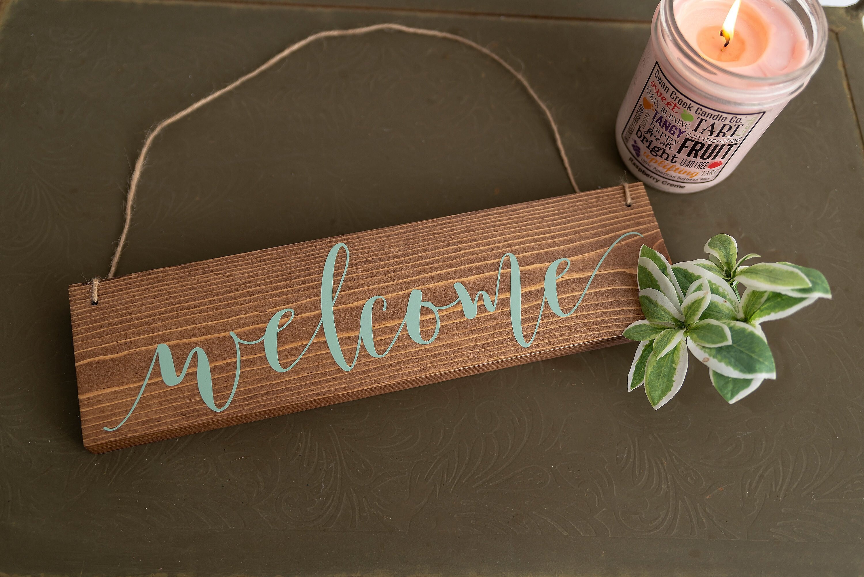 Welcome Sign Wood Welcome Sign Welcome Wreath Sign | Etsy