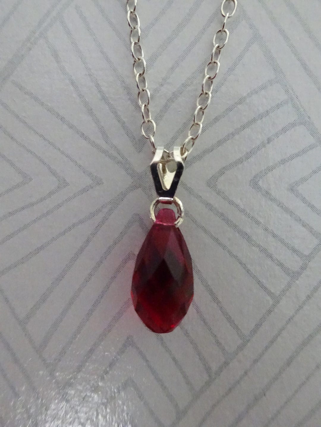 Ruby Pendant Necklace, July Birthstone, Ruby Teardrop Necklace ...