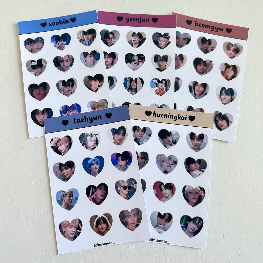 TXT Heart Sticker Sheets - Etsy