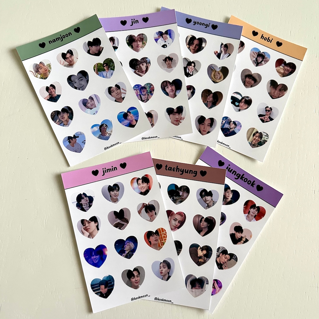 BTS Heart Sticker Sheets - Etsy