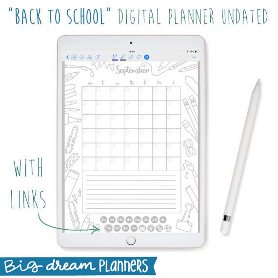 Undated Portrait Digital Planner "back to School" - Etsy