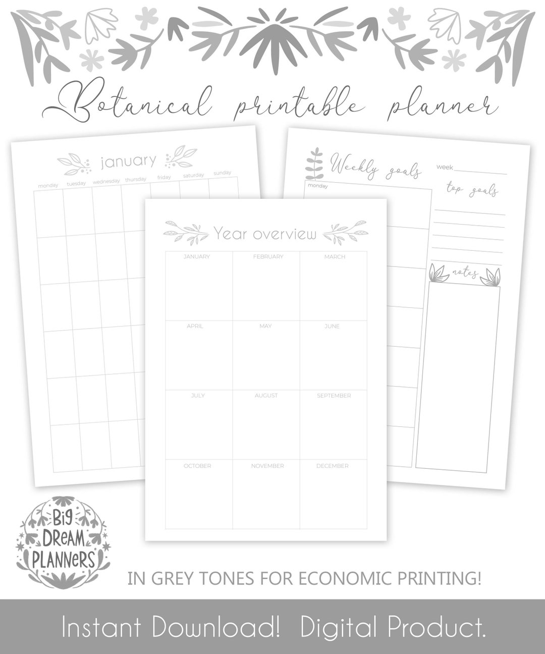Botanical Printable Planner - Etsy