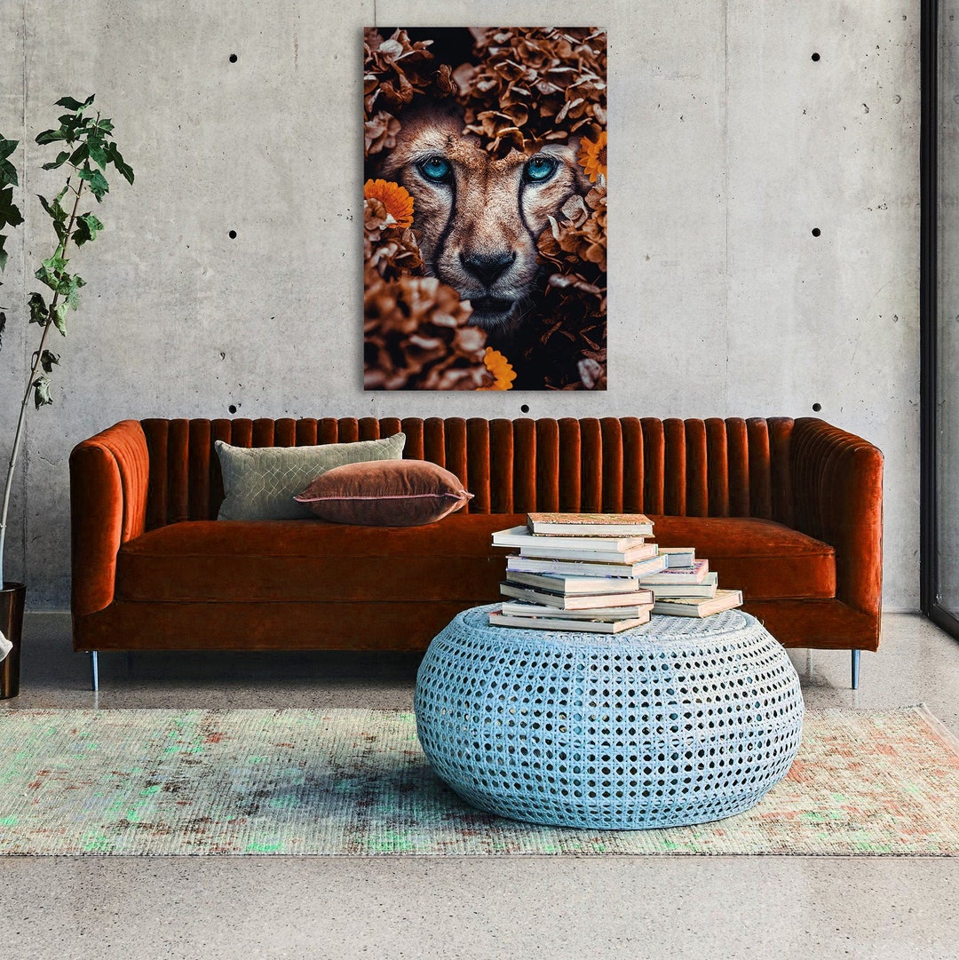 Cheetah Art Print, Animal Canvas Print, Forest Home Decor, Botanical ...