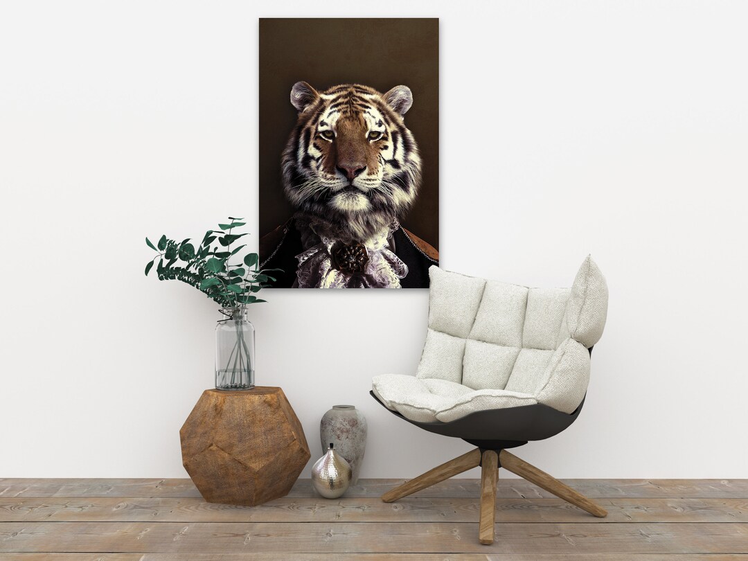 Classy Tiger 2 Art Print, Animal Canvas Print, Gentleman Wall Art ...